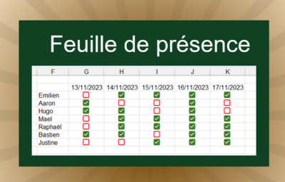 Créer une feuille de présence dans Excel
