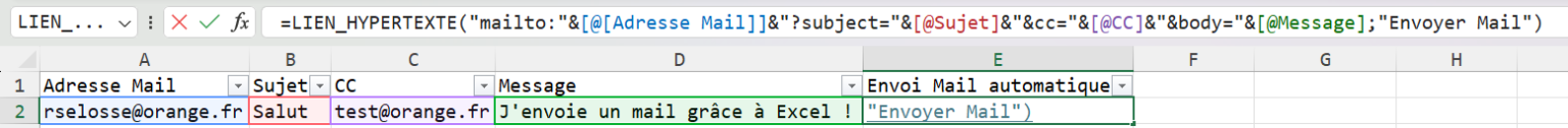 Envoyer un Mail avec Excel grâce à LIEN_HYPERTEXTE 📬