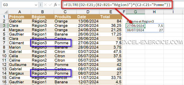 FILTER function with AND and OR criterion